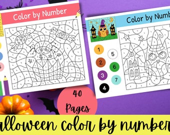 Halloween Color by Number Printable - Etsy