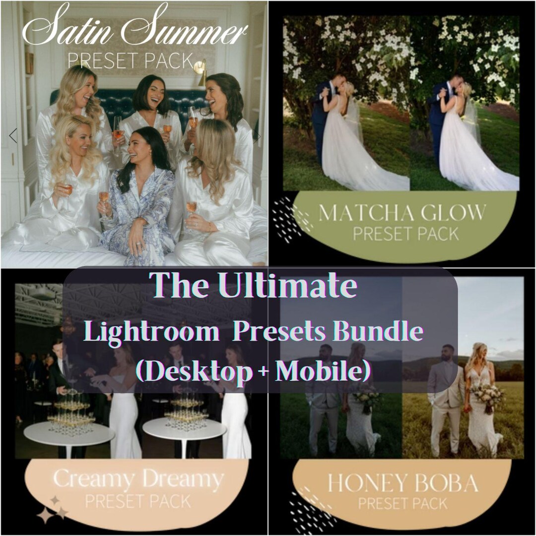 The Ultimate Preset Bundle XMP,DNG, Creamy Dreamy, Matcha Glow, Honey Boba, Satin Summer Preset ...