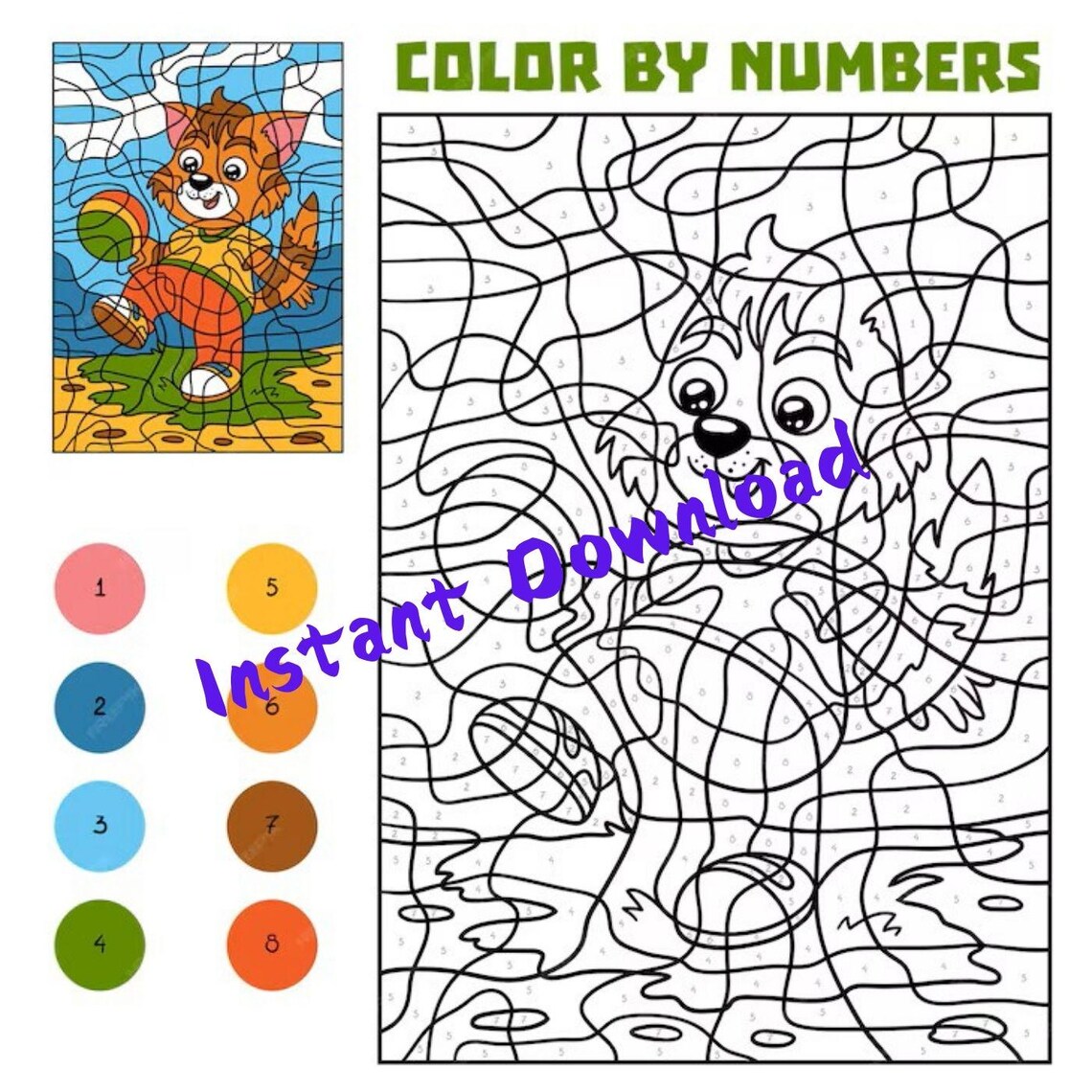 New Color by Number Coloring Pages Collection, Book for Kids, Printable ...