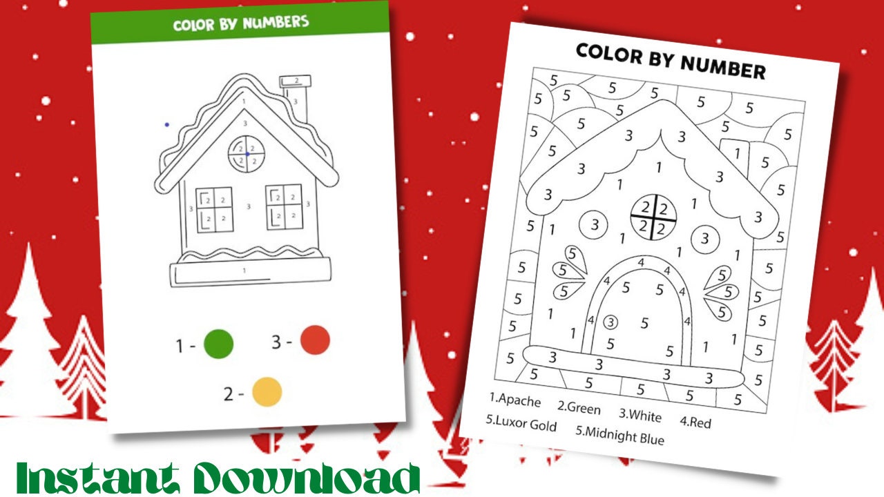 Christmas Gift, Color by Number for Kids, Christmas Themed , Home and ...