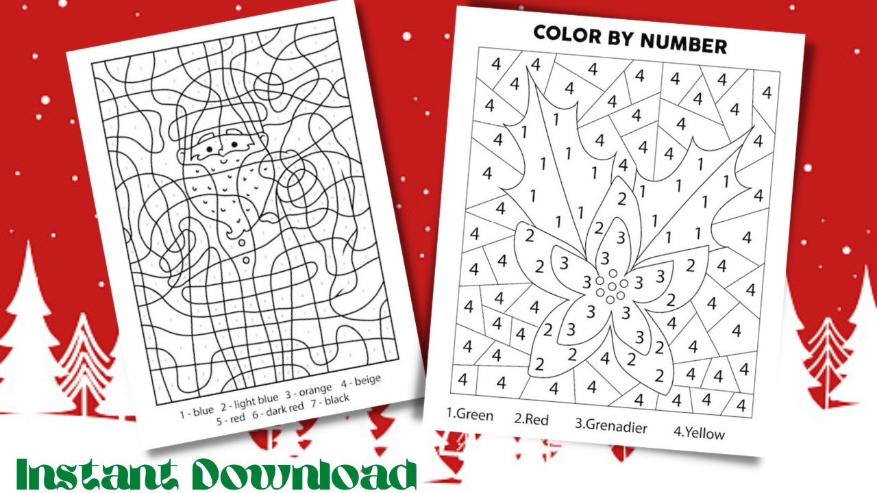 Christmas Gift, Color by Number for Kids, Christmas Themed , Home and ...