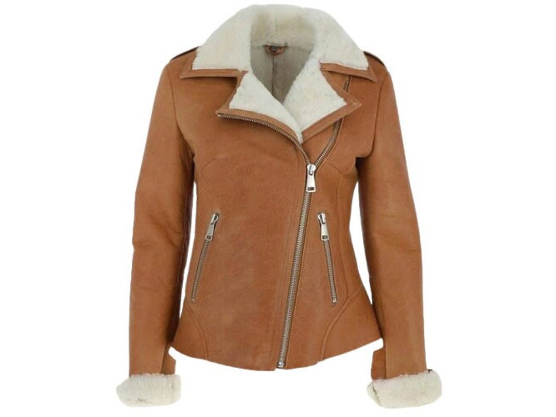 Women Sheepskin Winter Jacket Handmade Shearling Fur Coat Winter Slim ...