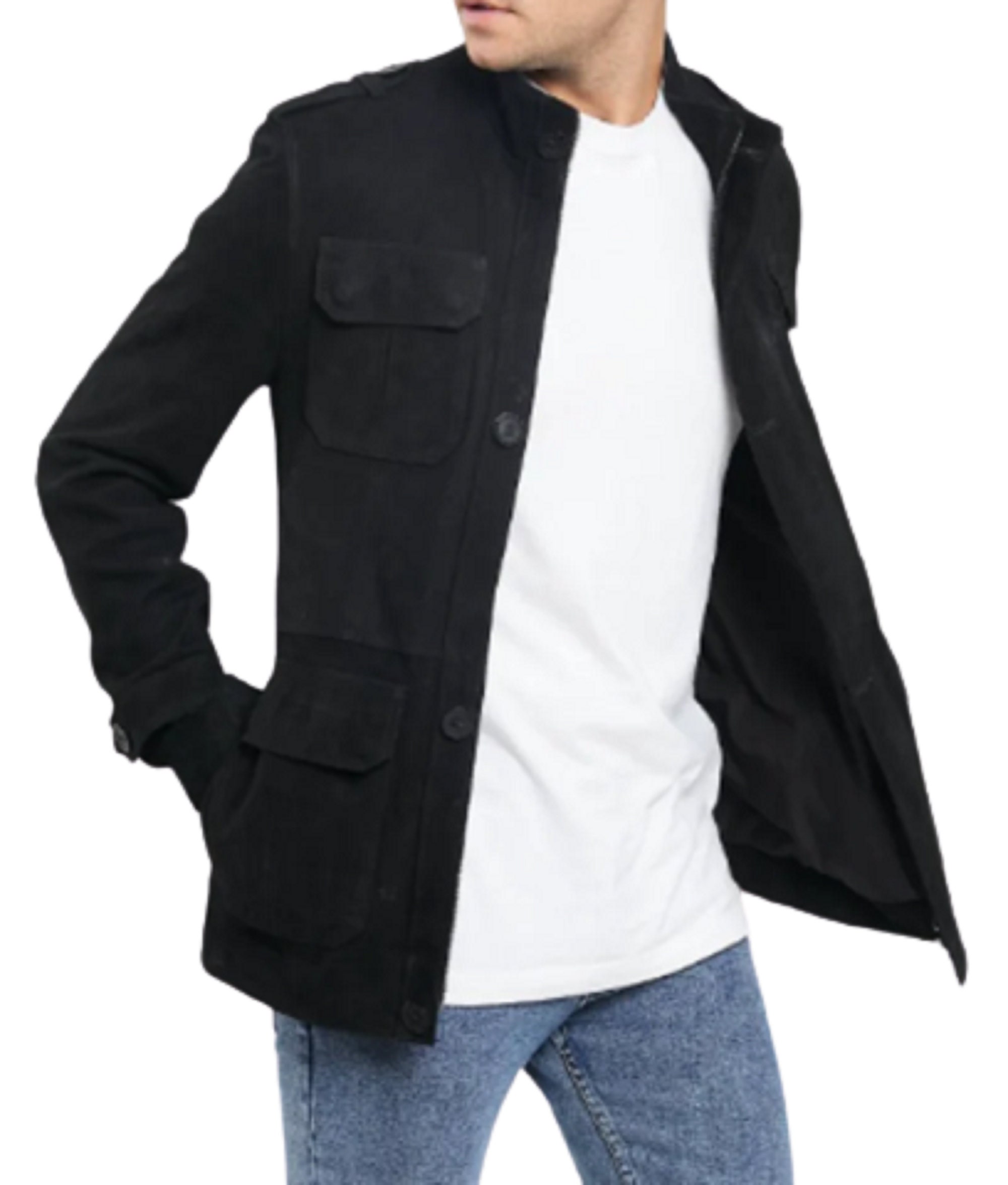 Suede Blazer Jacket Black Suede Jacket Men Suede Safari - Etsy