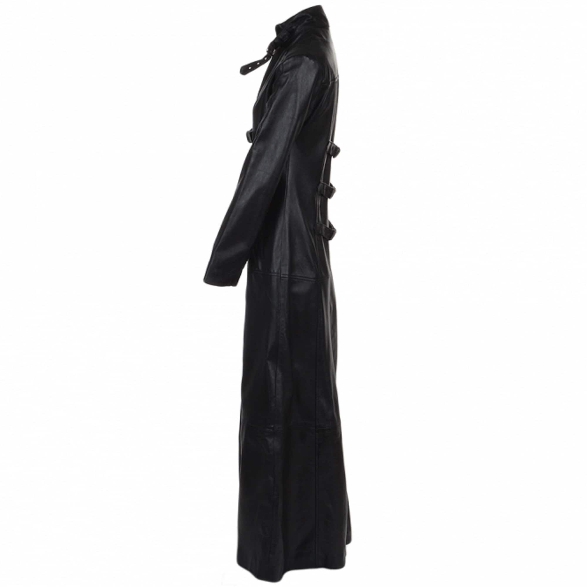 Womens Black Leather Steampunk Gothic Long Duster Coat Warm Winter ...