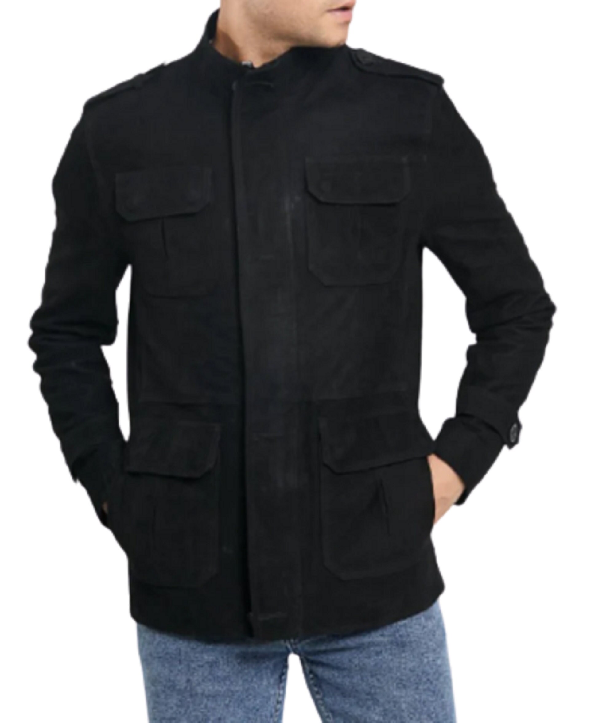 Suede Blazer Jacket Black Suede Jacket Men Suede Safari - Etsy