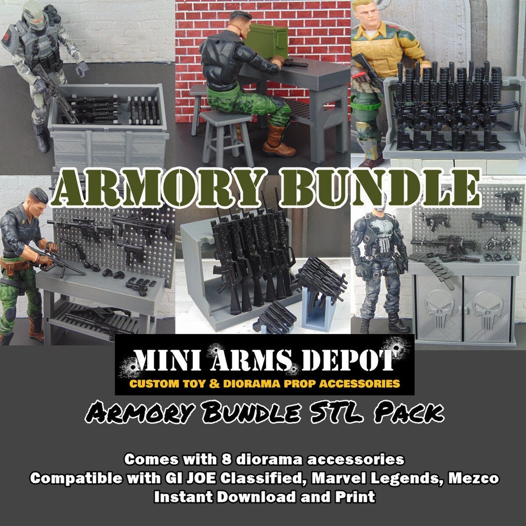 Custom 1:12 Scale Armory Bundle Diorama Prop Display 3D Printable Files ...
