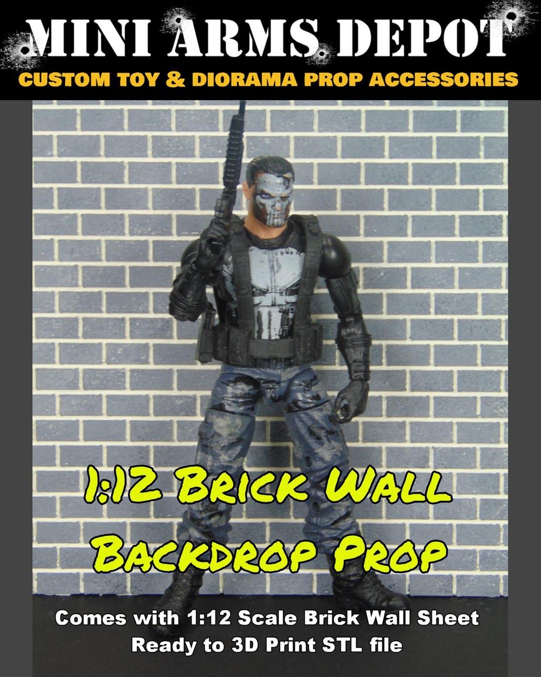 Custom 1:12 Scale Brick Wall Sheet for Diorama Backdrop 3D Print STL ...