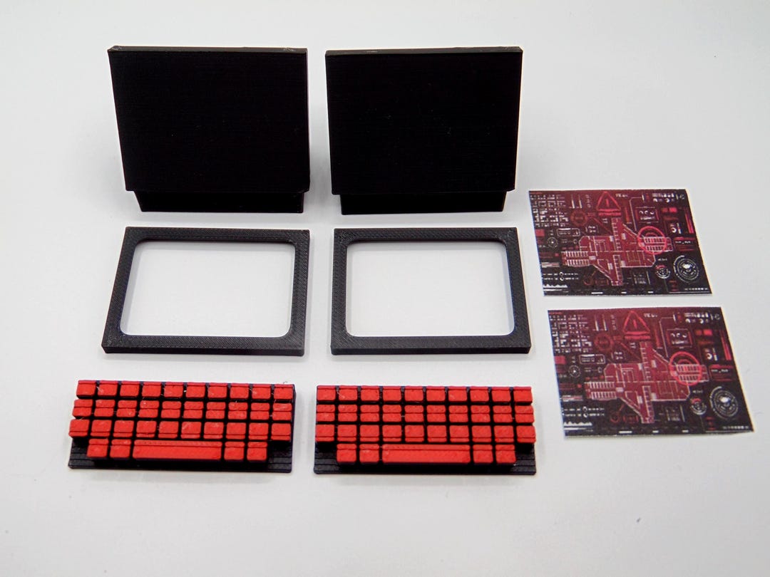1:12 Scale Computer Monitor Screen Keyboard Diorama Props Accessory ...