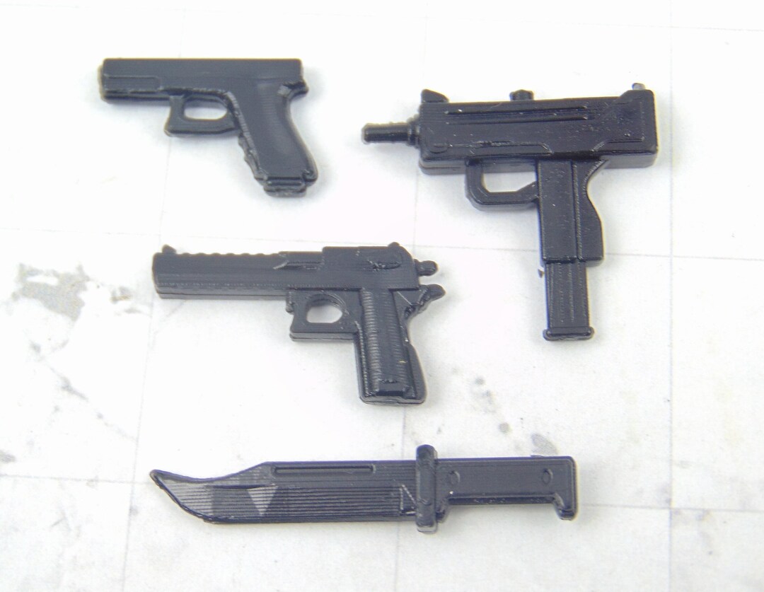 Custom 1:10 Scale Weapons for 7 Figures Pistol SMG Knife Fodder 4x Lot ...