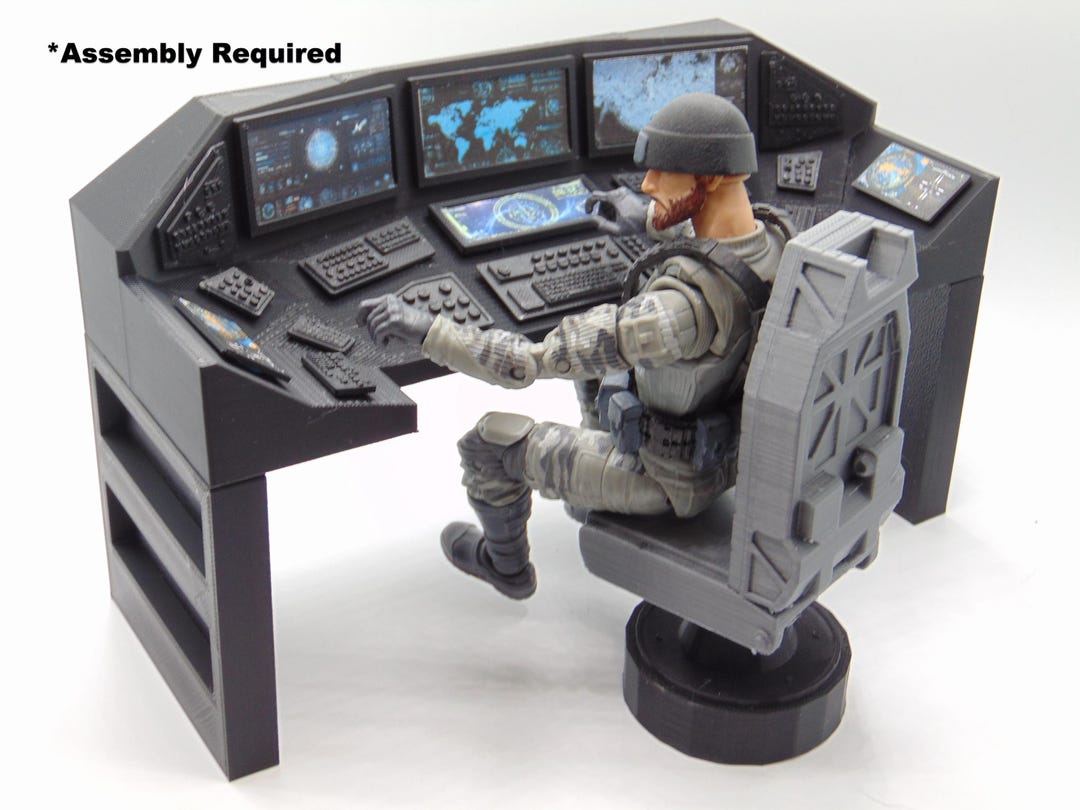 Custom 1:12 Scale Computer Operator Control Station Diorama Prop Set ...
