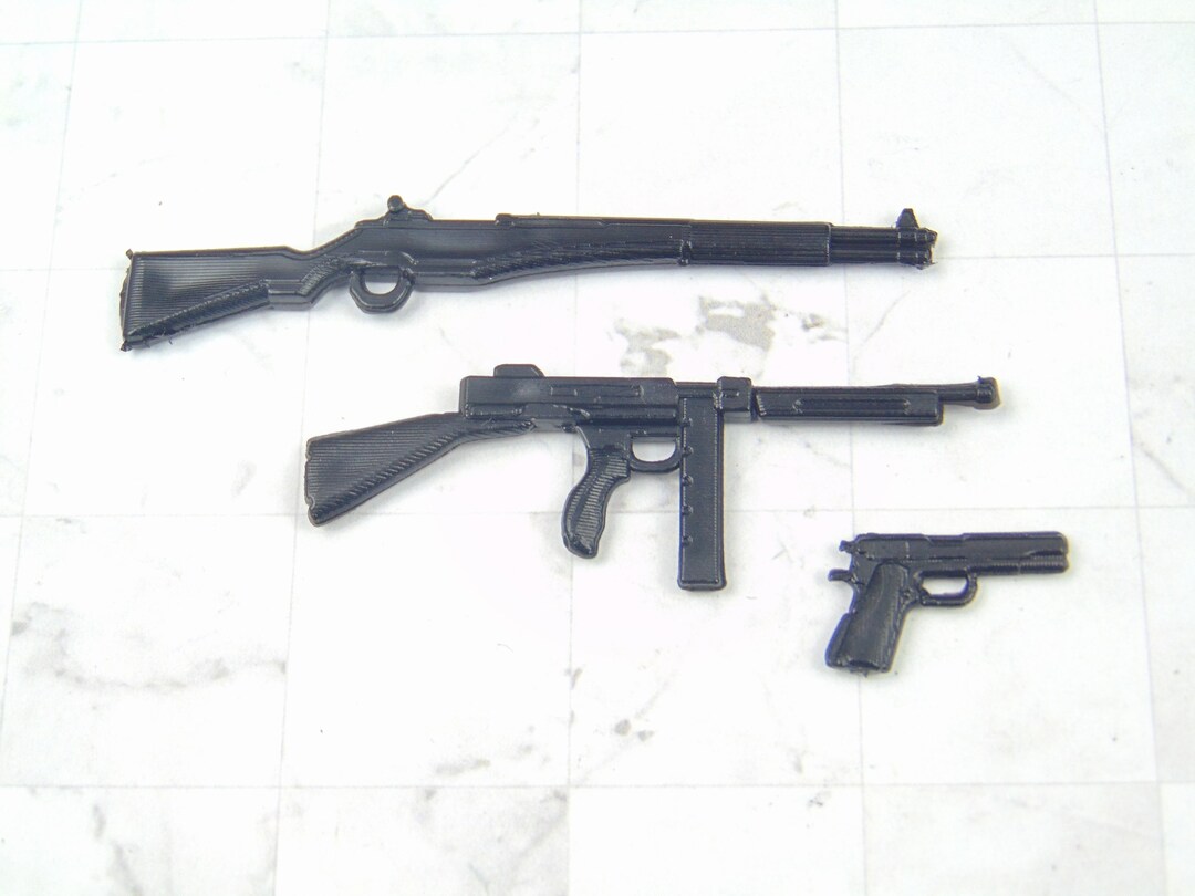 Custom Weapons 1:12 Scale for 6 Inch Figures 3pcs WW2 Era Rifle SMG ...