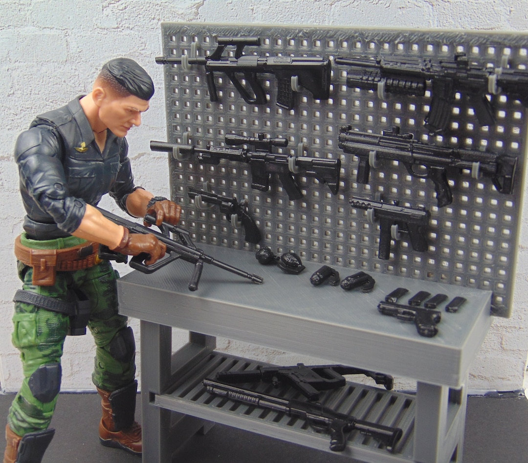 Custom Accessory 1:12 Scale for 6 Inch Figures Work Bench With Gun Rack ...