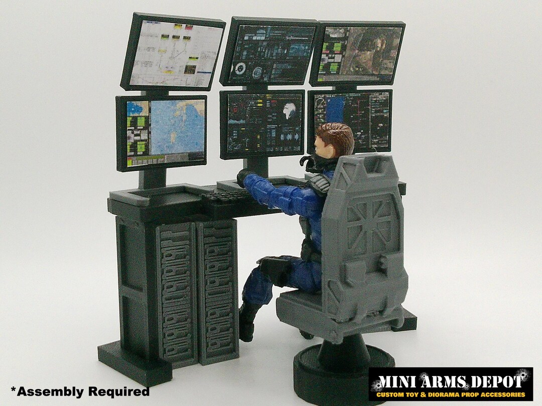 Custom 1:18 Scale Command Center Computer Station Set for 3.75" GI JOE ...