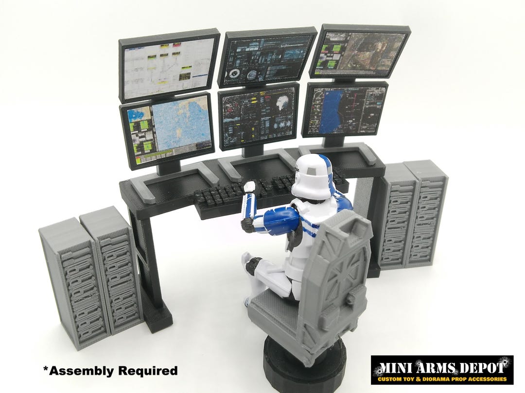 Custom 1:18 Scale Command Center Computer Station Set for 4" Kenner ...