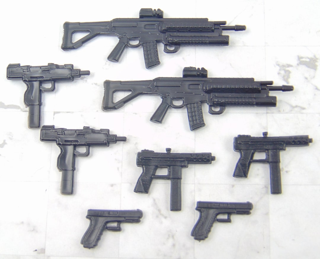 Custom Weapons 1:12 Scale for 6 Figures Rifles Smgs Pistols 8pc Arsenal ...