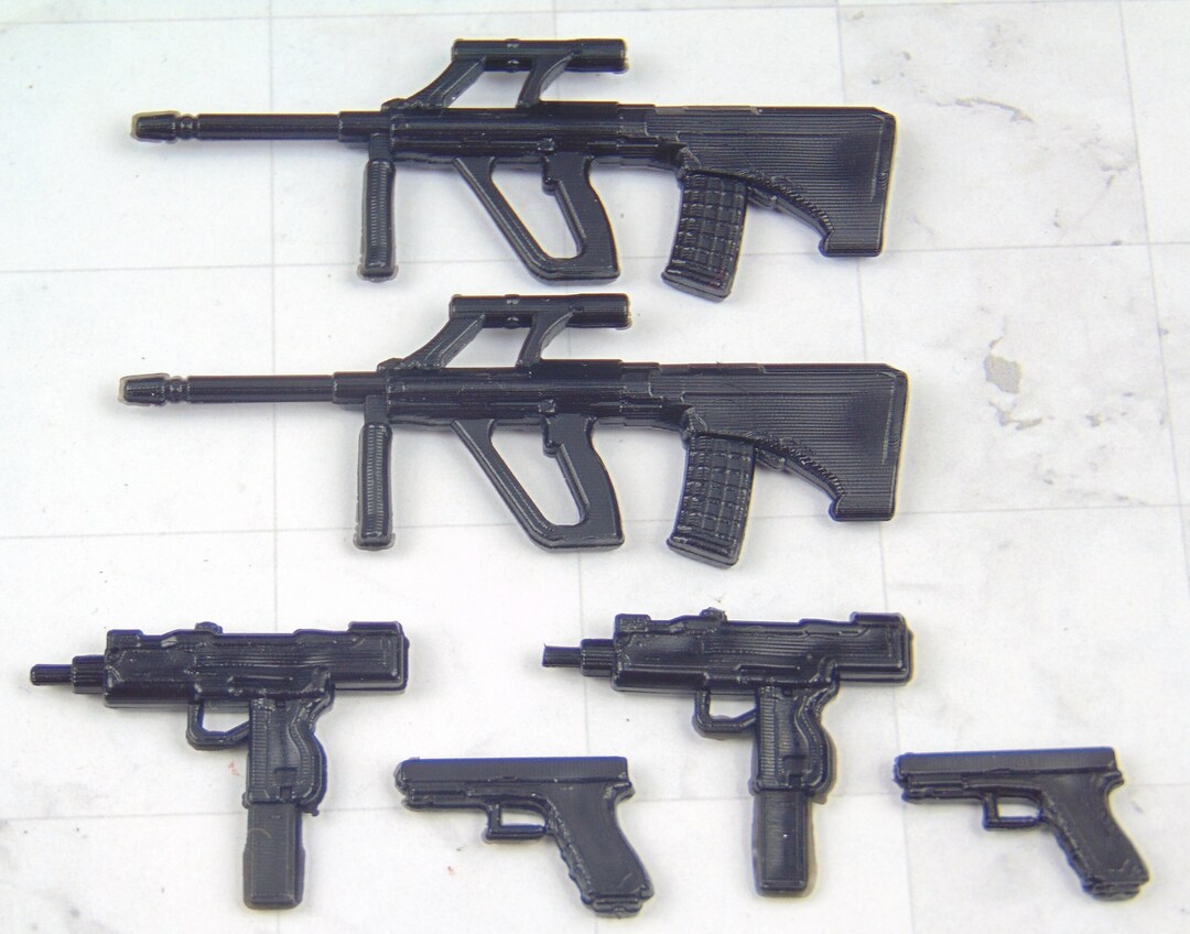 Custom Weapons 1:12 Scale for 6 Action Figures AUG Rifle Uzi SMG 9mm ...