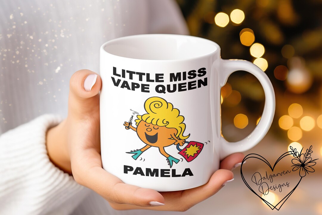 Personalised Little Miss Queen Vape Coffee, Tea, Mug, Cup. ANYNAME Gift ...