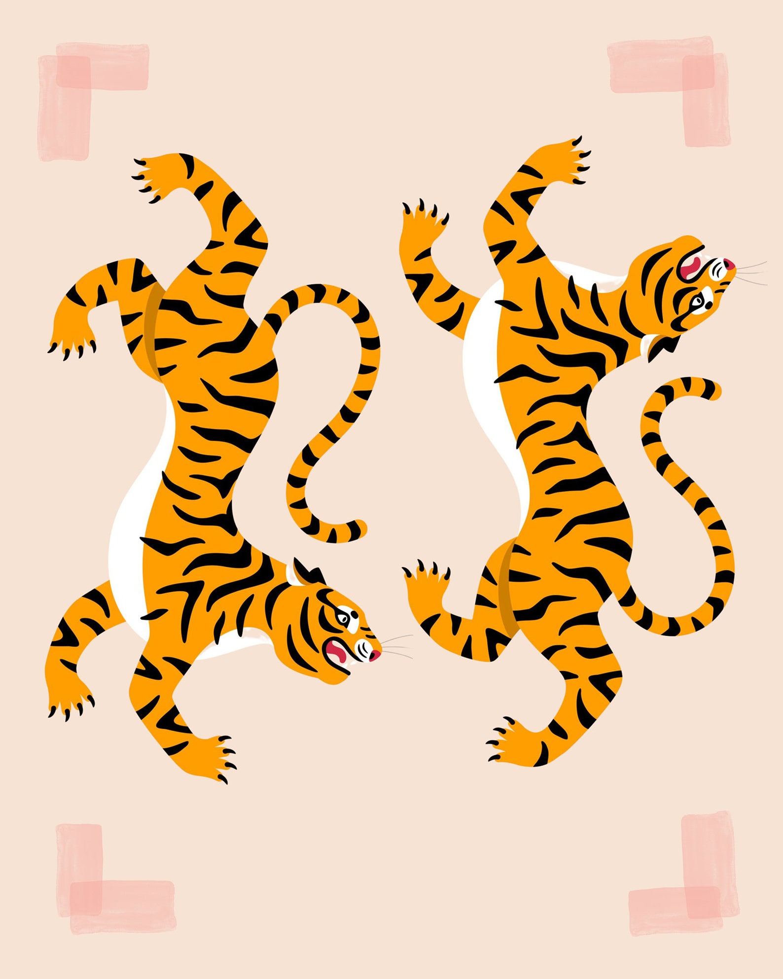 Tiger Dance Printable Wall Art, Maximalist Room Decor, Preppy Tiger ...