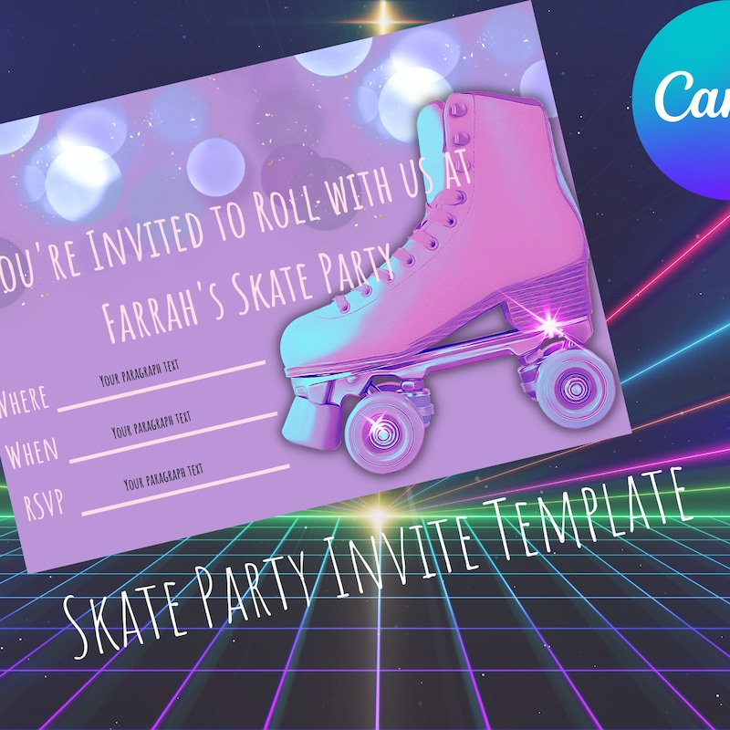Free Printable Roller Skate Invitations - Etsy