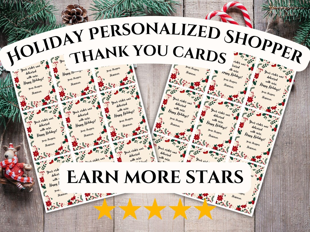 PRINTABLE Holiday Themed Thank You Card for Customer, Shopper, Delivery ...
