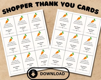 Shopperthank You Card for Customer Orders Printable, Custom Thank You ...