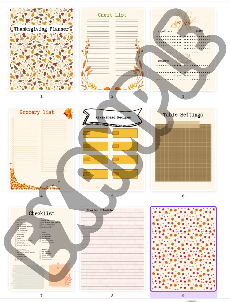 Thanksgiving Planner, Digital Thanksgiving Planner, Printable 8.5x11 ...