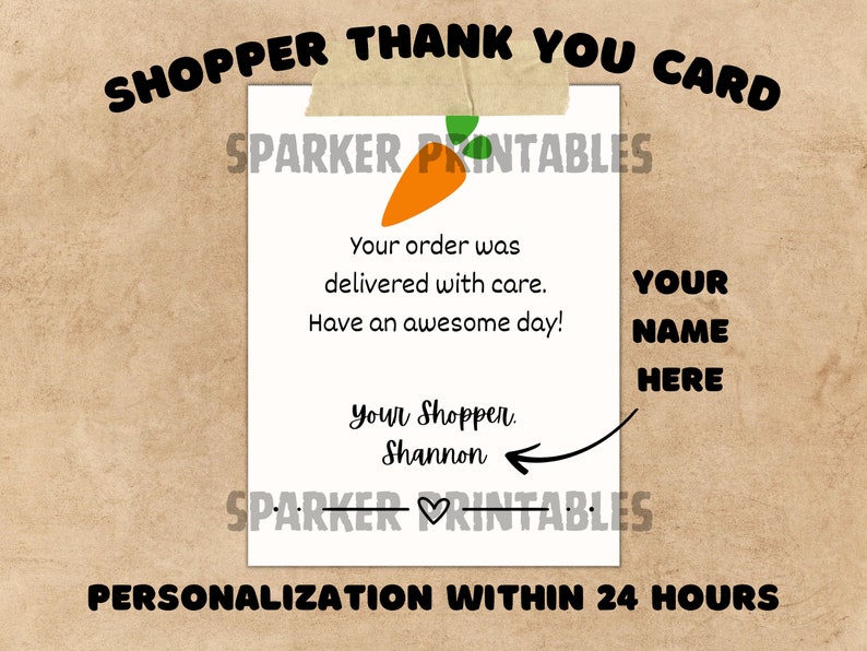 Personalized Shopper Thank You Cards, Delivery Service (PDF) - Etsy
