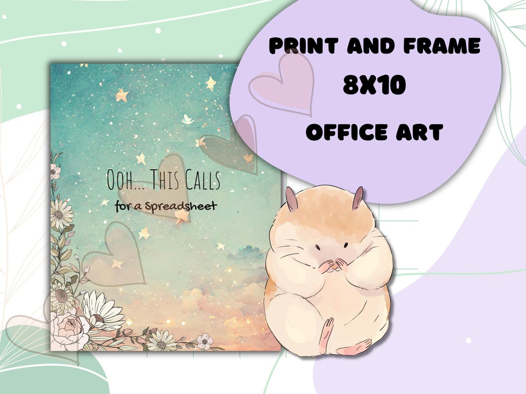 Printable Digital Download Office Spreadsheet Wall Art, Cute Aesthetic ...
