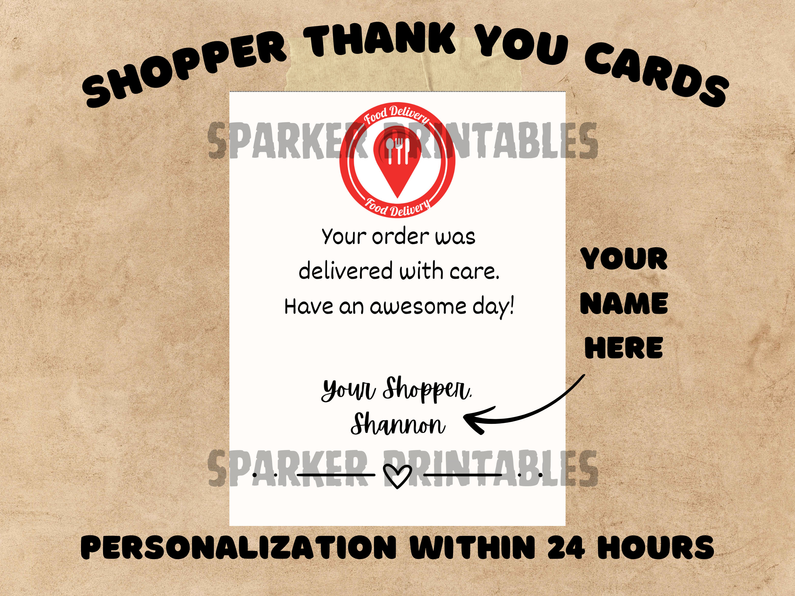 PRINTABLE Thank You Card for Customer, Shopper, Delivery Driver ...