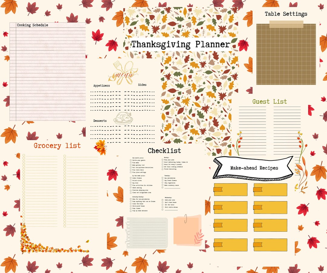 Thanksgiving Planner, Digital Thanksgiving Planner, Printable 8.5x11 ...