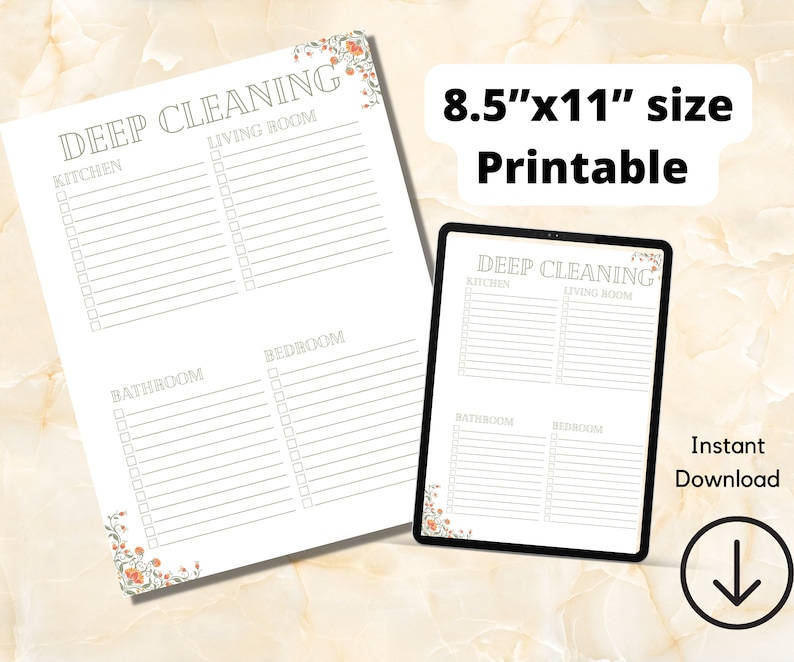 Deep Cleaning Checklist BLANK Printable Minimalist Design Write On - Etsy