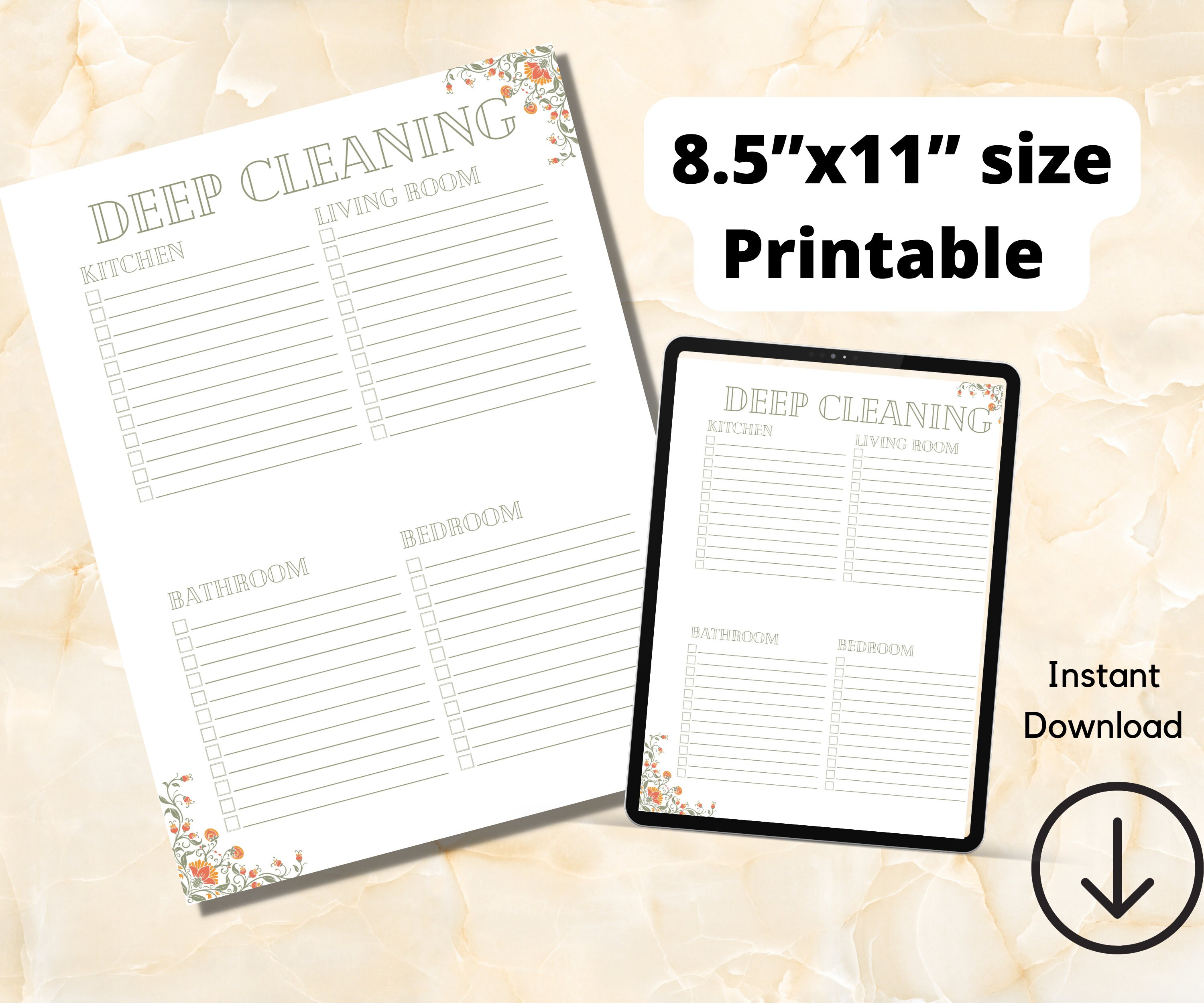 Deep Cleaning Checklist BLANK Printable Minimalist Design Write On - Etsy