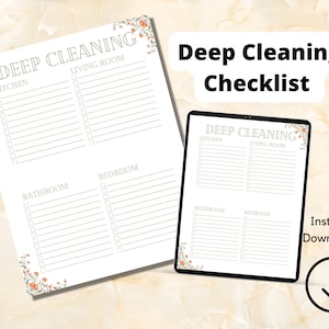 Deep Cleaning Checklist BLANK Printable Minimalist Design Write On - Etsy