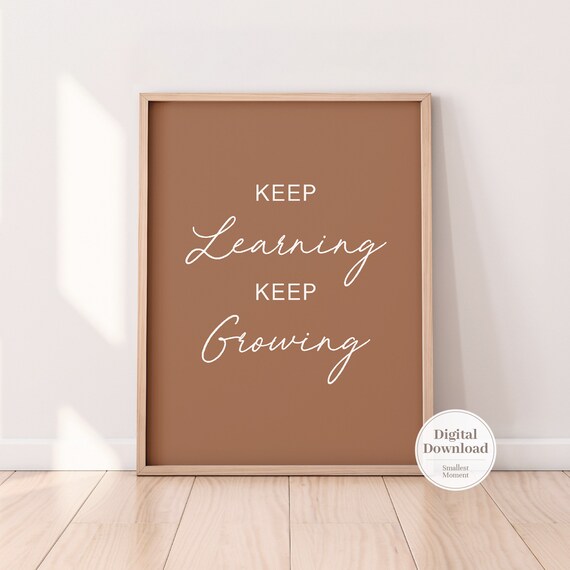 Affirmations Wall Art Keep Learning Keep Growing Wall Art - Etsy