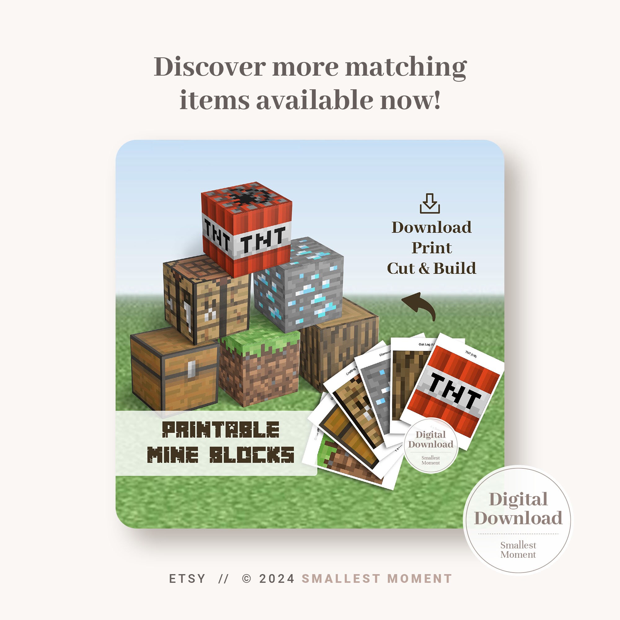 Printable Mine Food Cards, Set of 20, DIY Gift Kids Birthday Party ...