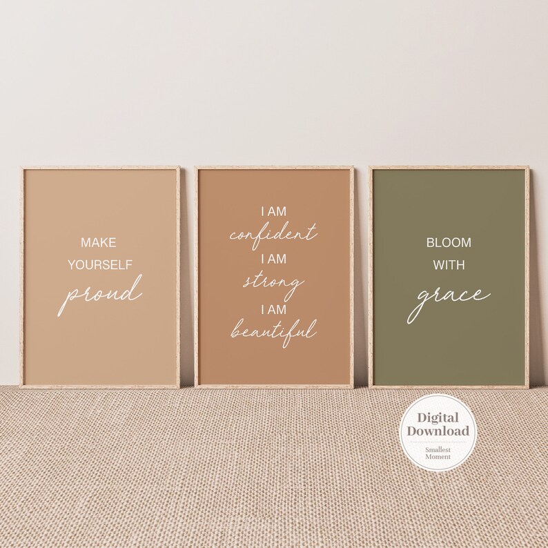 Make Yourself Proud Set of 3 Affirmations Wall Art Fall - Etsy