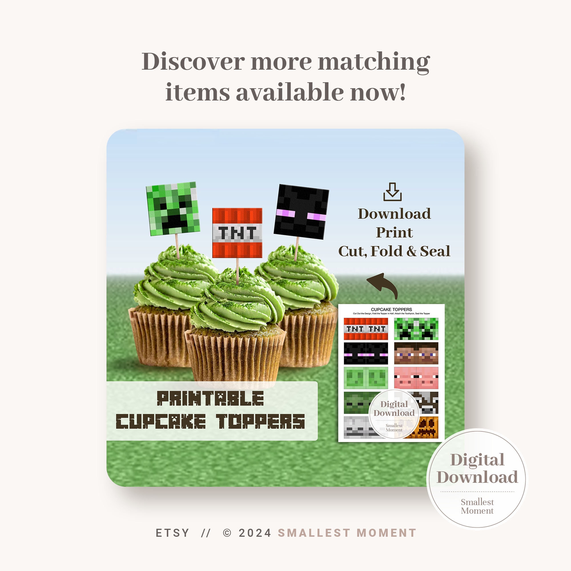 Printable Mine Food Cards, Set of 20, DIY Gift Kids Birthday Party ...