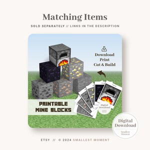 Printable Mine 8" Giant Blocks, Set of 6, DIY Blocks Gifts, Kids ...