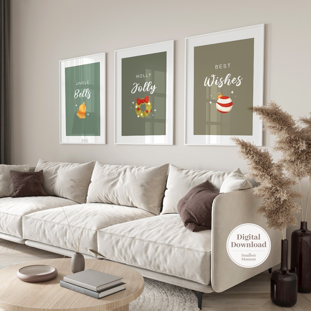 Christmas Wall Art Set of 3, Christmas Printable Wall Art, Christmas ...