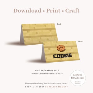 Printable Mine Food Cards, Set of 20, DIY Gift Kids Birthday Party ...