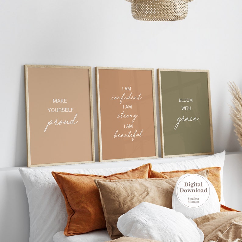 Make Yourself Proud Set of 3 Affirmations Wall Art Fall - Etsy