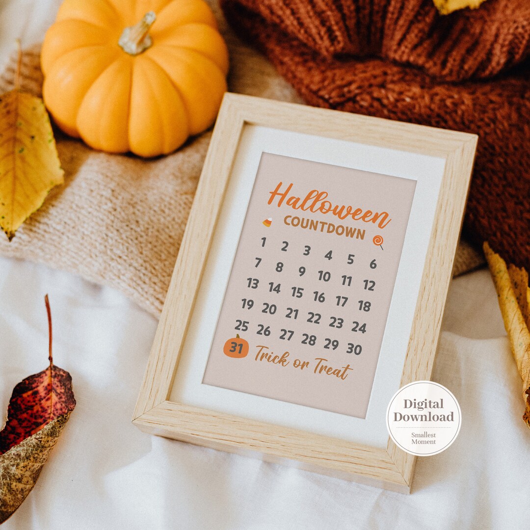 Halloween Countdown Print, Kids Classroom Countdown to Halloween Wall ...
