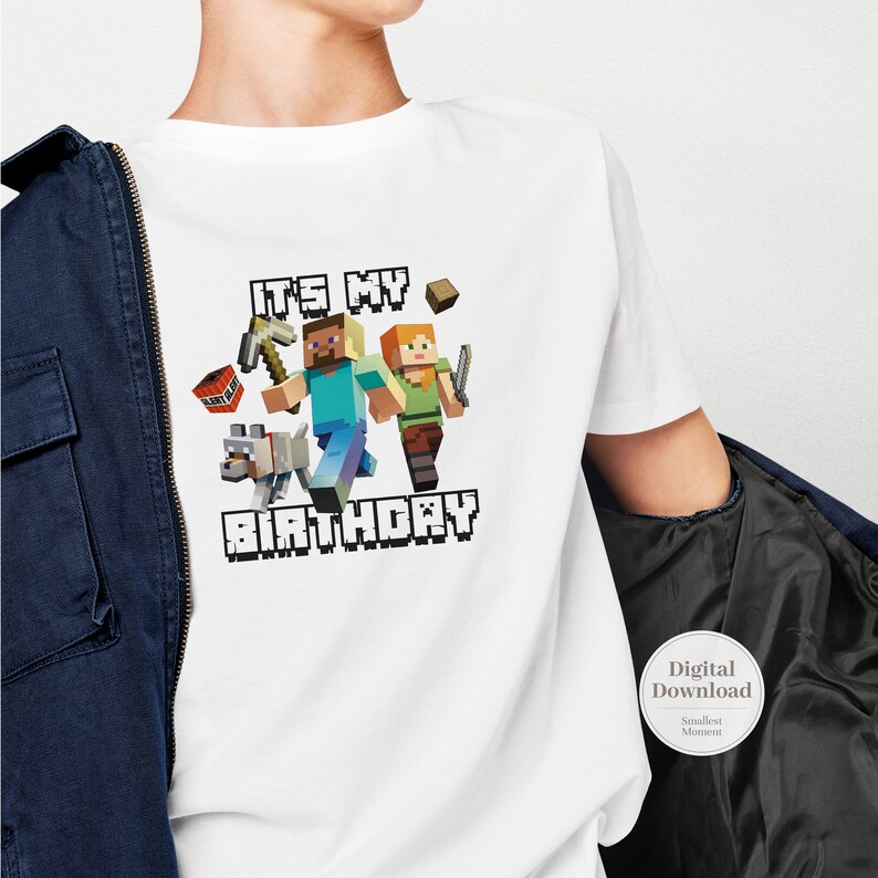 Buy Minecraft PNG Clipart, Printable Minecraft Birthday Shirt Tumbler ...