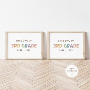 First Day of 3rd Grade Sign Set of 2 Rainbow Decor Third - Etsy