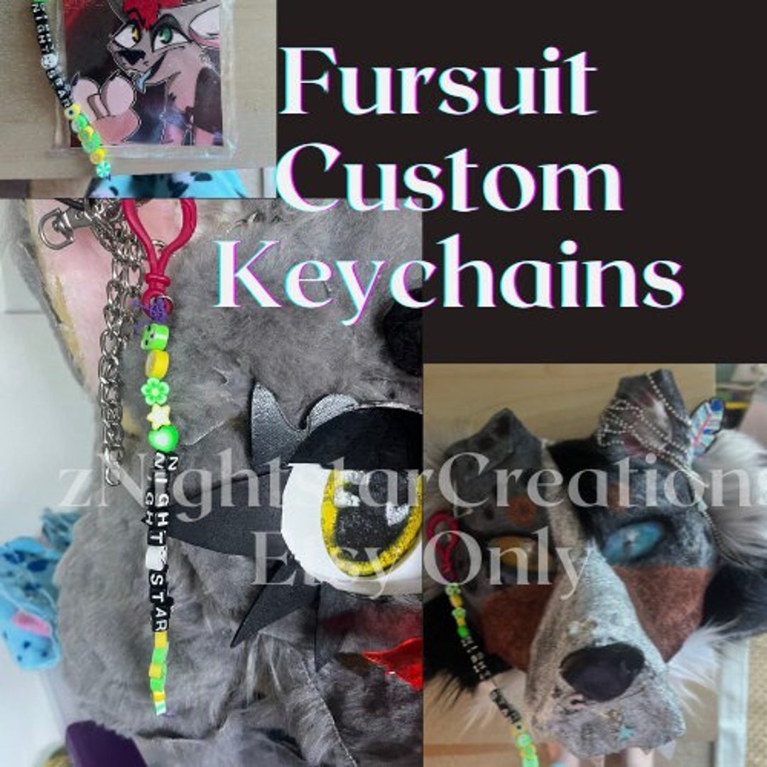 Fursuit Therian Beaded Keychain Any Color Custom Name - Etsy