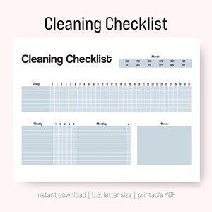Printable Monthly Cleaning Checklist, Monthly Cleaning Tracker, Weekly ...