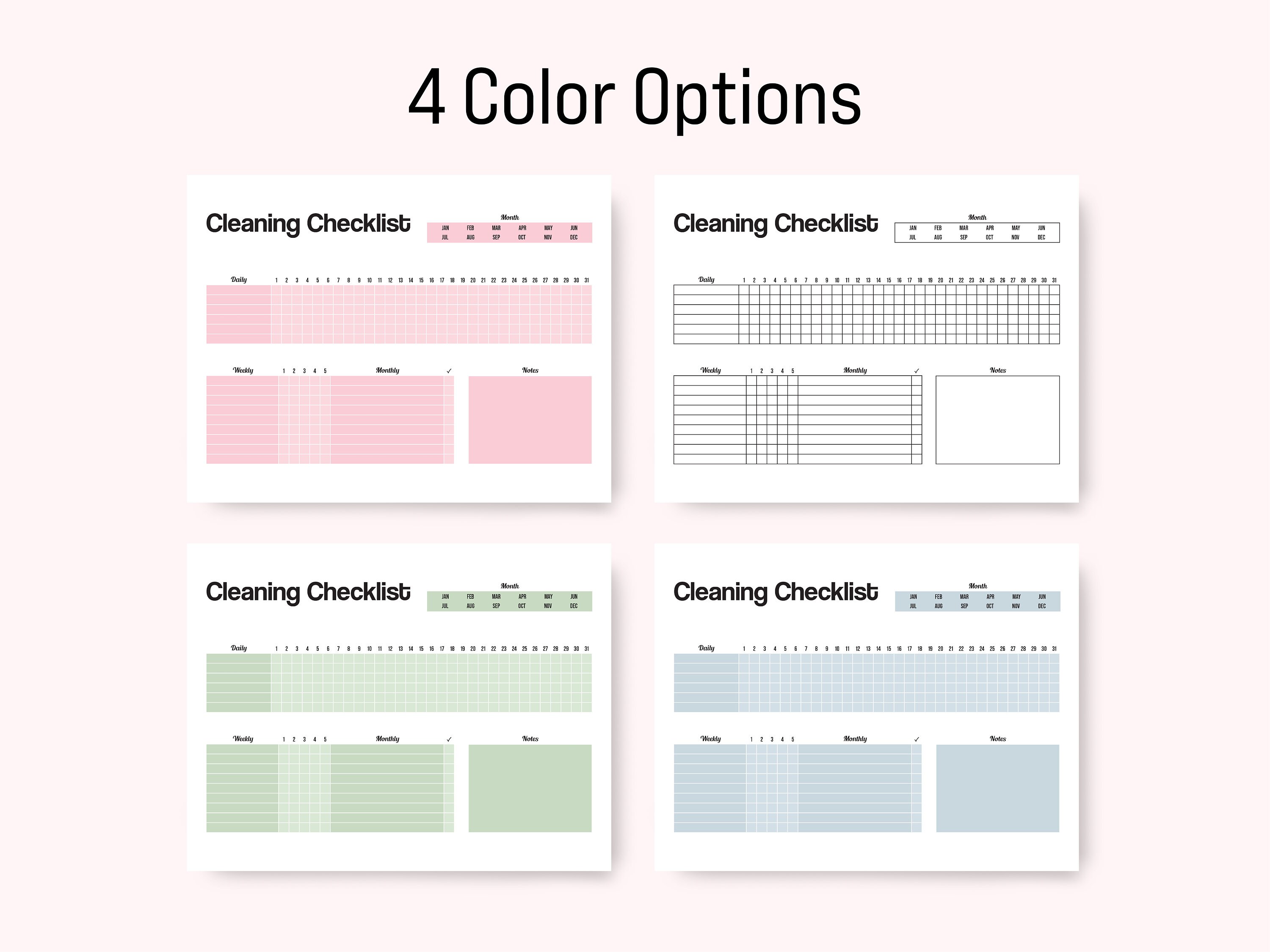 Printable Monthly Cleaning Checklist, Monthly Cleaning Tracker, Weekly ...