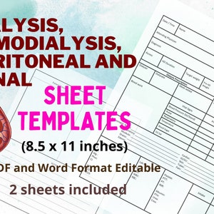 Hemodialysis, Home Dialysis, Peritoneal Renal Monitoring Sheet ...