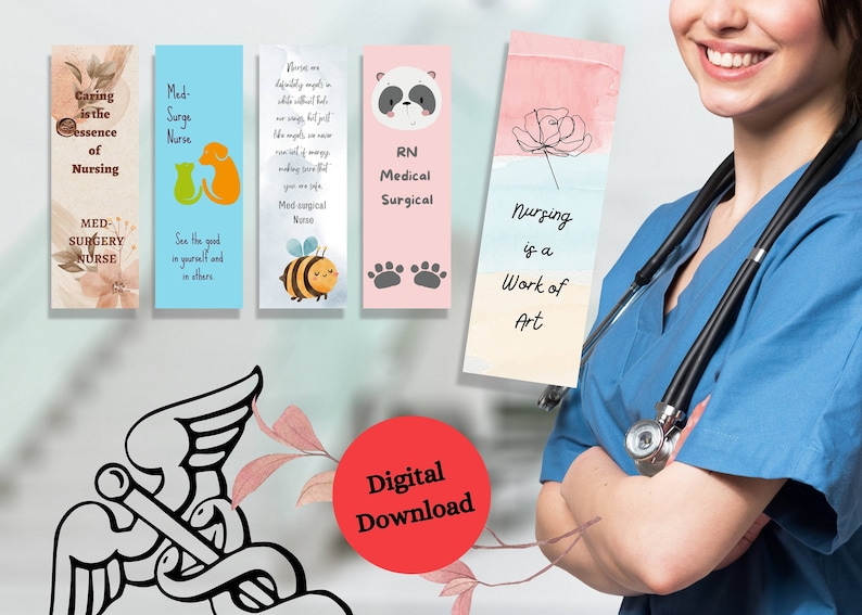 Set of 10 Med-surgical Nurse Printable Bookmark Staff Nurse - Etsy