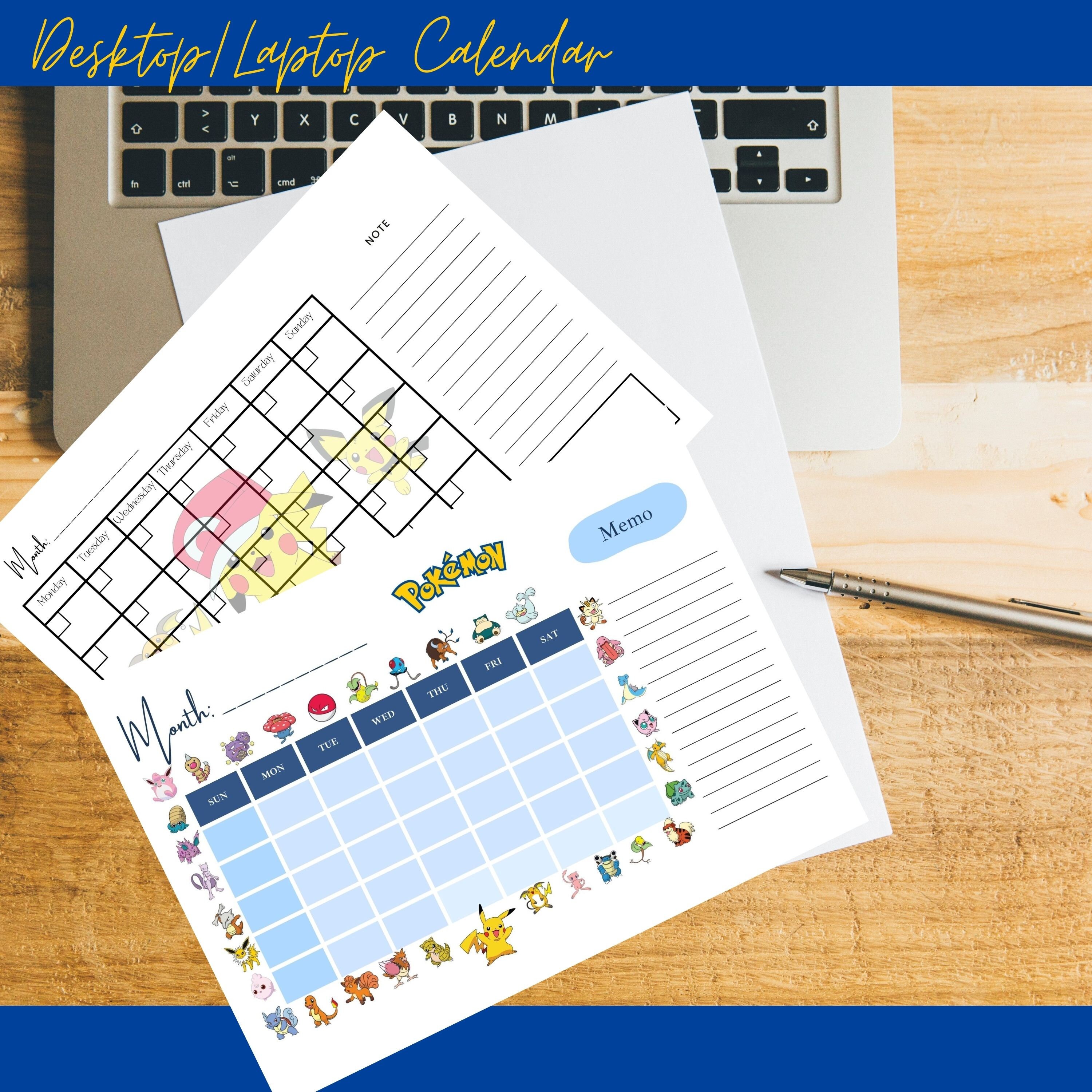 Pokemon Blank Printable Calendar Planner 5 Design, Kids Activity ...